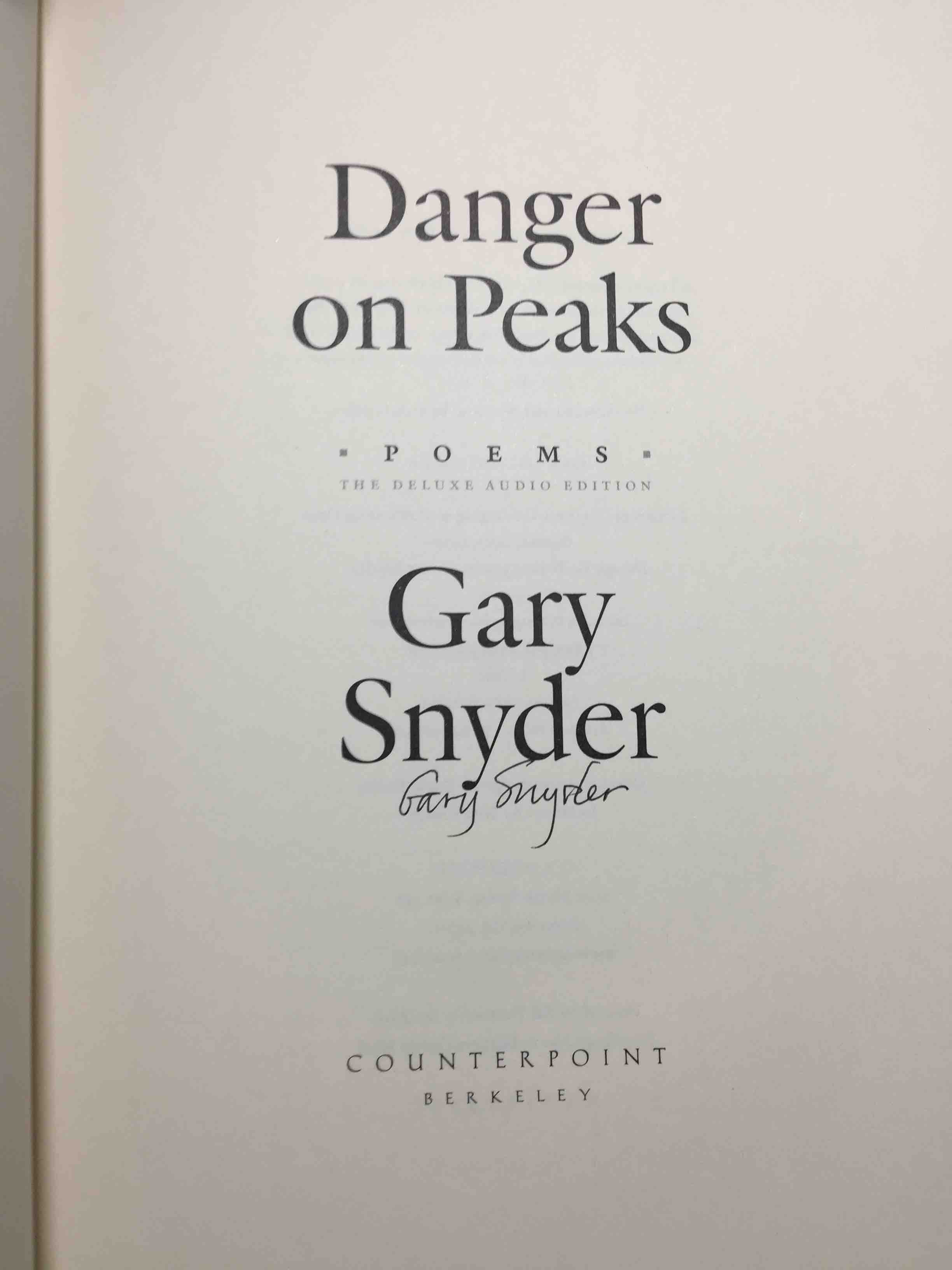 DANGER ON PEAKS: Poems. by Snyder, Gary. - bookfever.com
