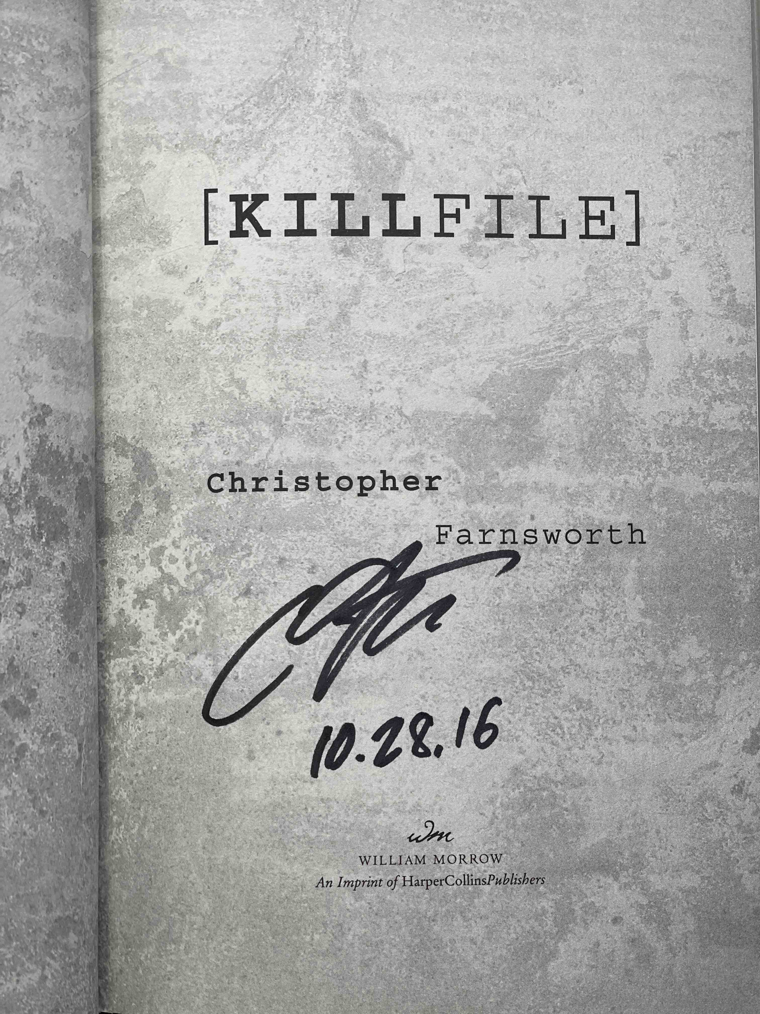 KILLFILE. by Farnsworth, Christopher. - bookfever.com