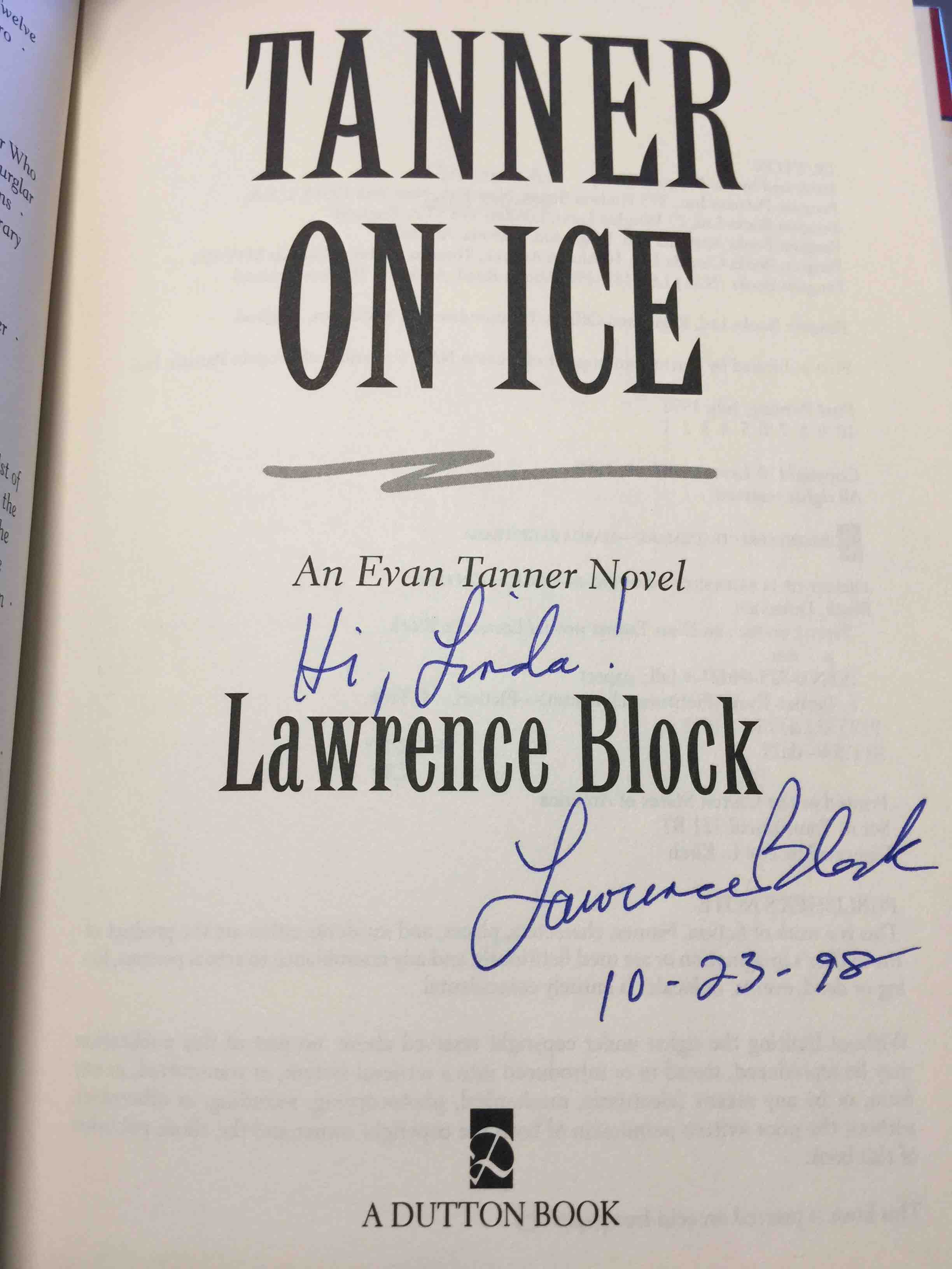 TANNER ON ICE. by Block, Lawrence. | bookfever.com