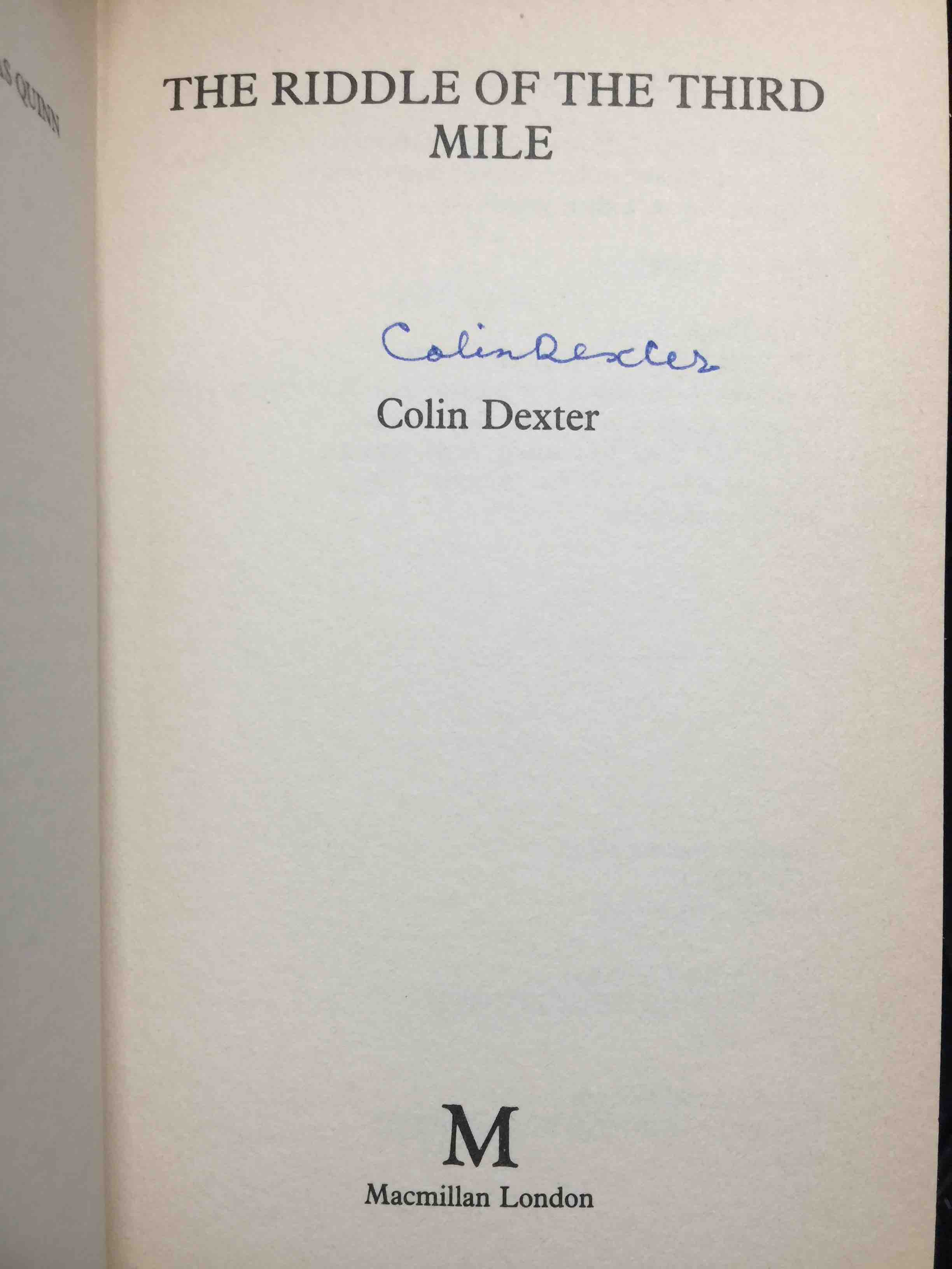 THE RIDDLE OF THE THIRD MILE by Dexter, Colin | bookfever.com
