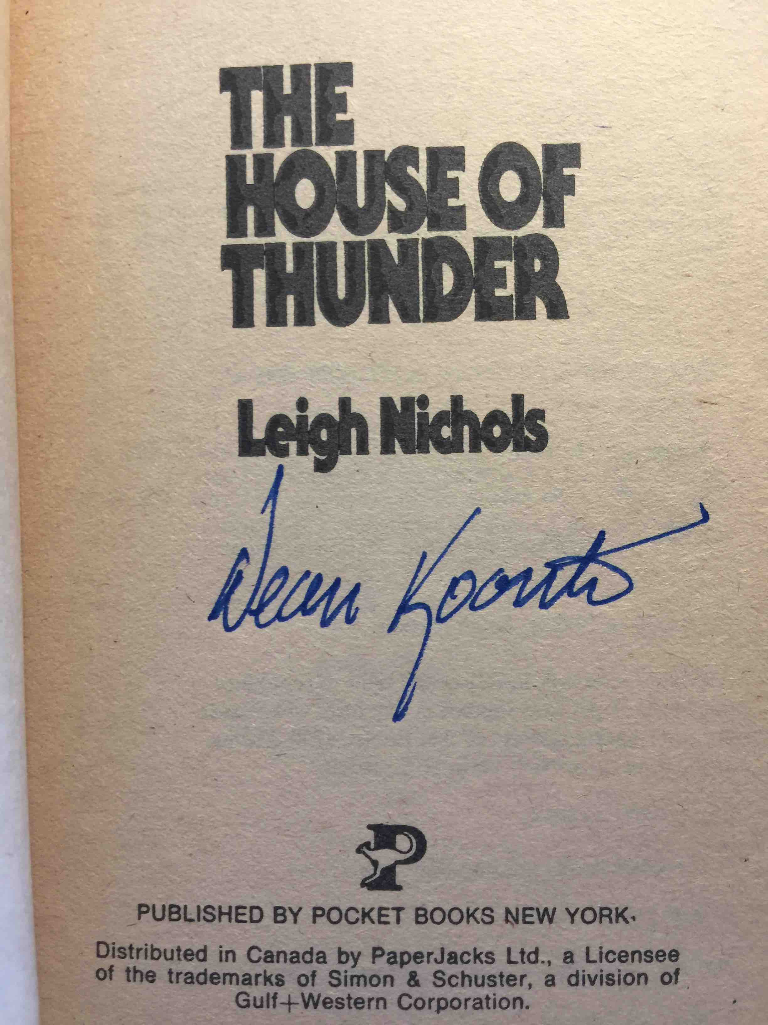 THE HOUSE OF THUNDER. by [Koontz, Dean] Nichols, Leigh. - bookfever.com