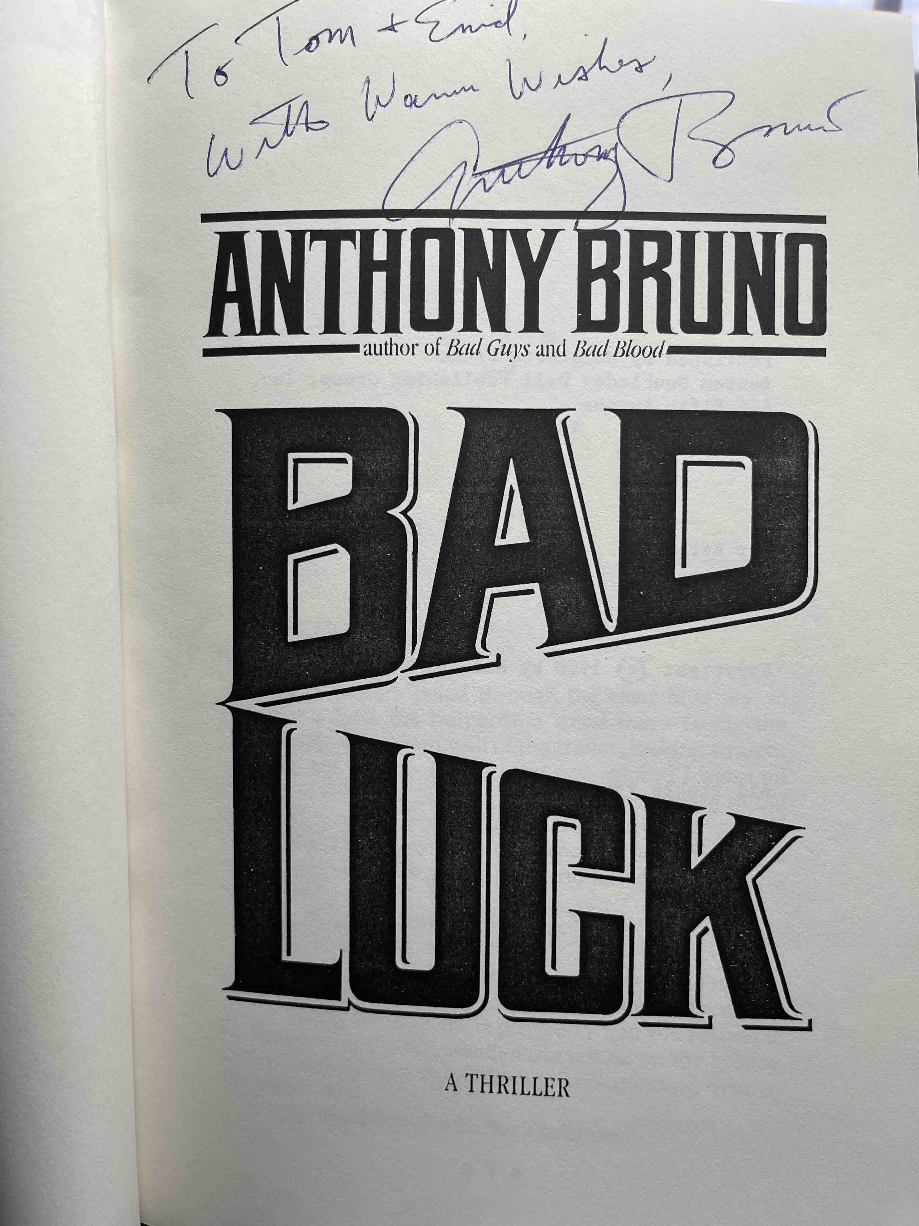 BAD LUCK. by Bruno, Anthony. | bookfever.com