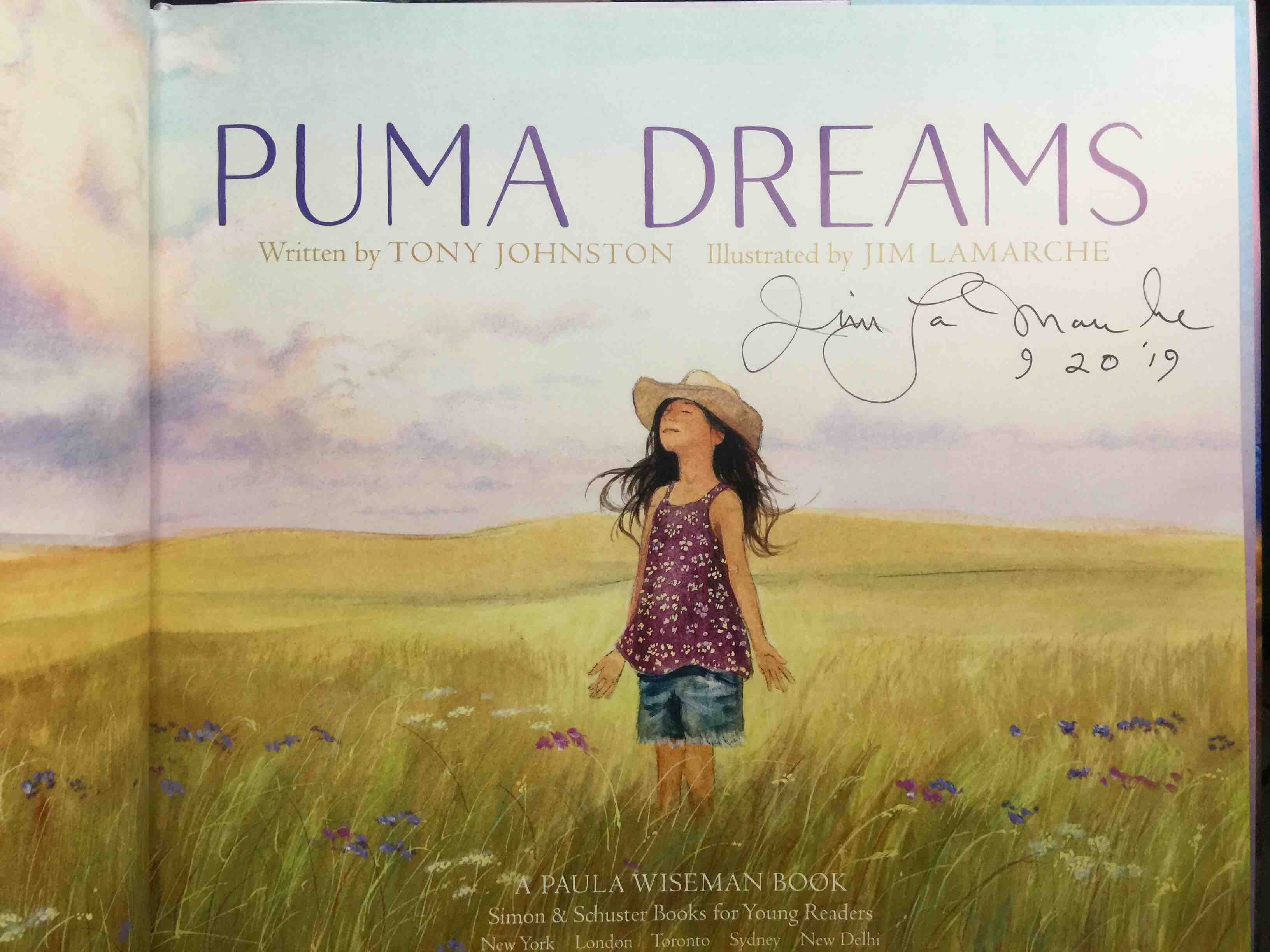 PUMA DREAMS. by LaMarche, Jim, illustrator, signed. Johnston, Tony ...