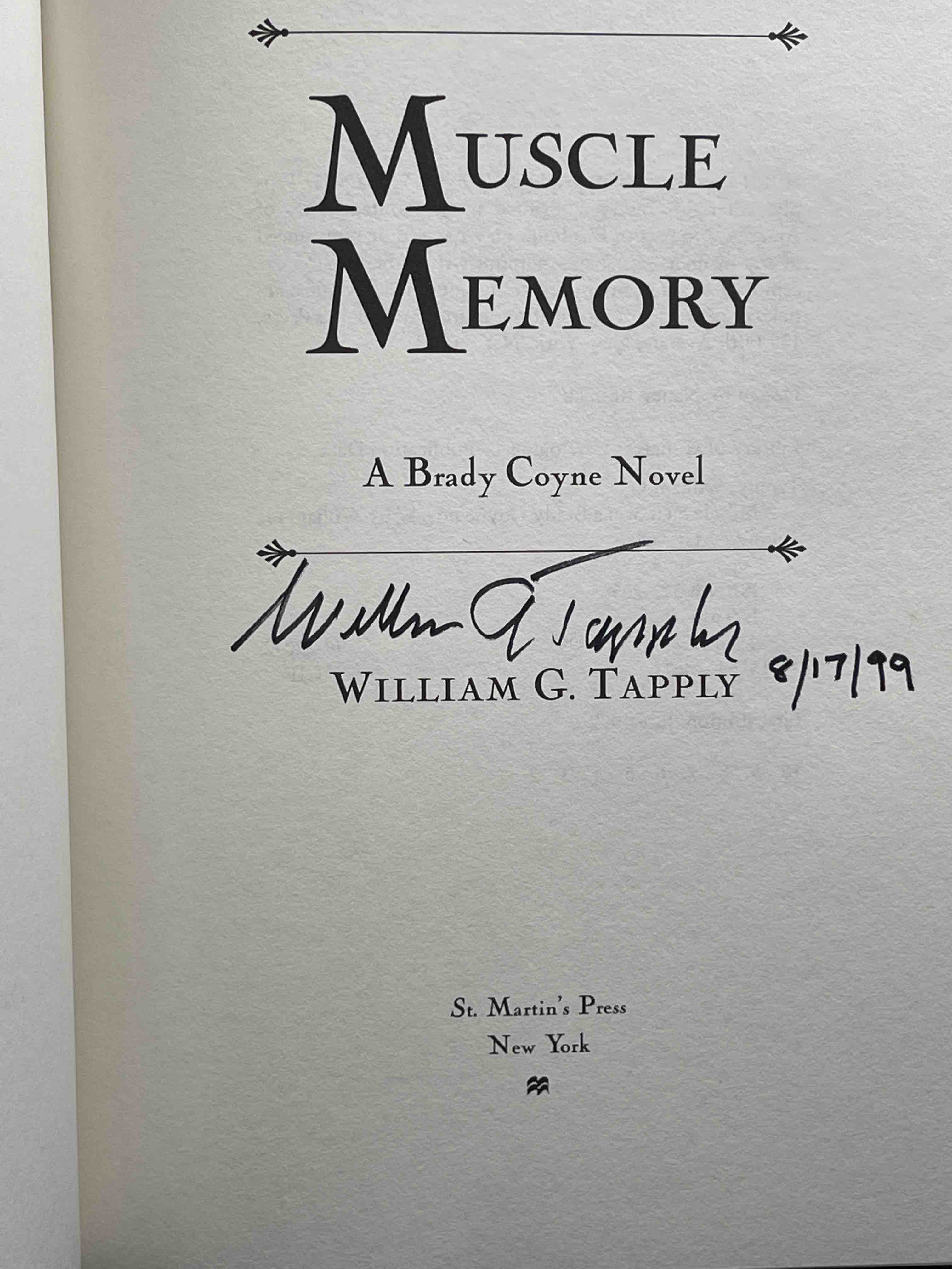 MUSCLE MEMORY: A Brady Coyne Novel. by Tapply, William G.… - bookfever.com