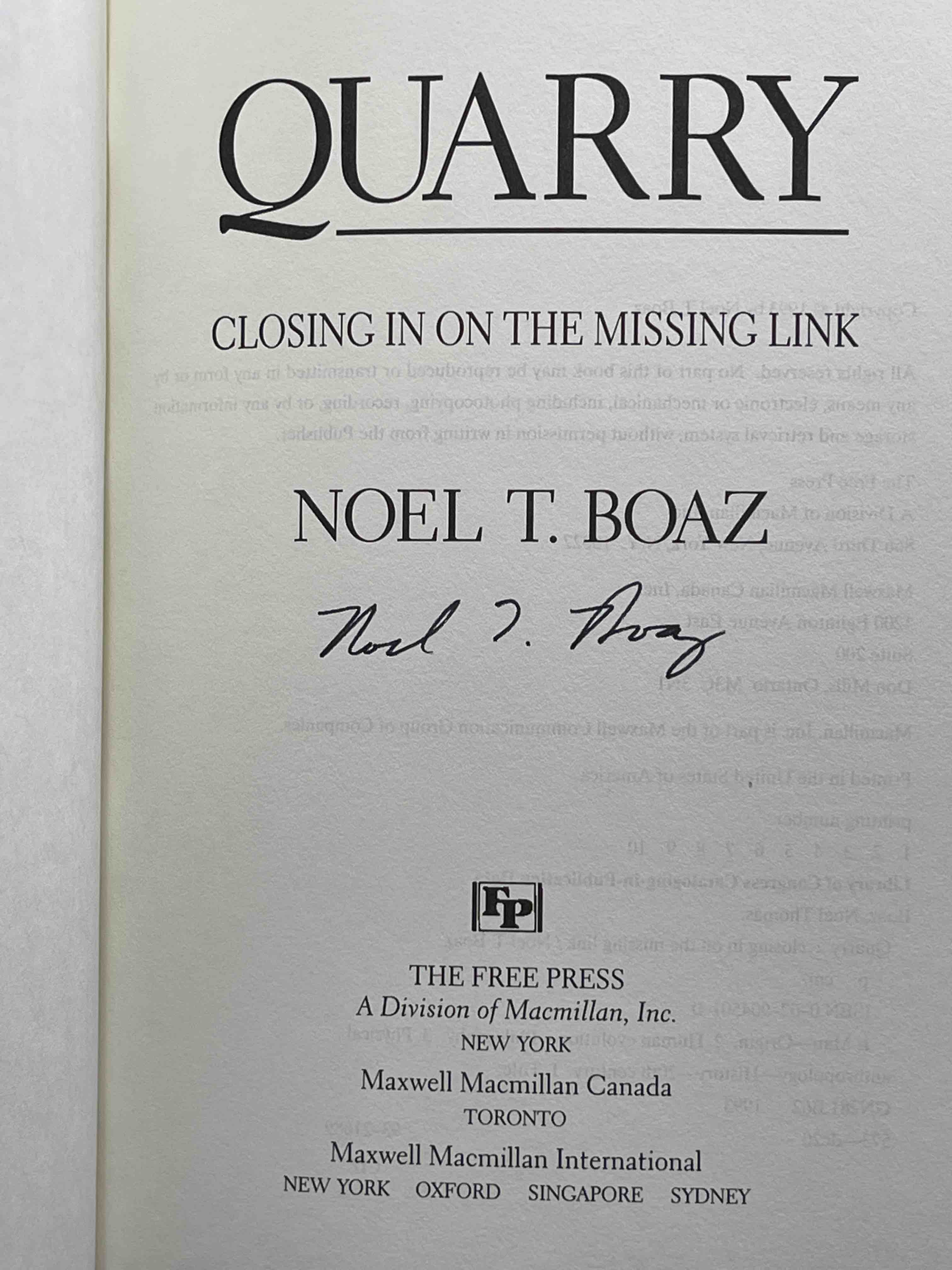 QUARRY: Closing in on the Missing Link. by Boaz, Noel… - bookfever.com